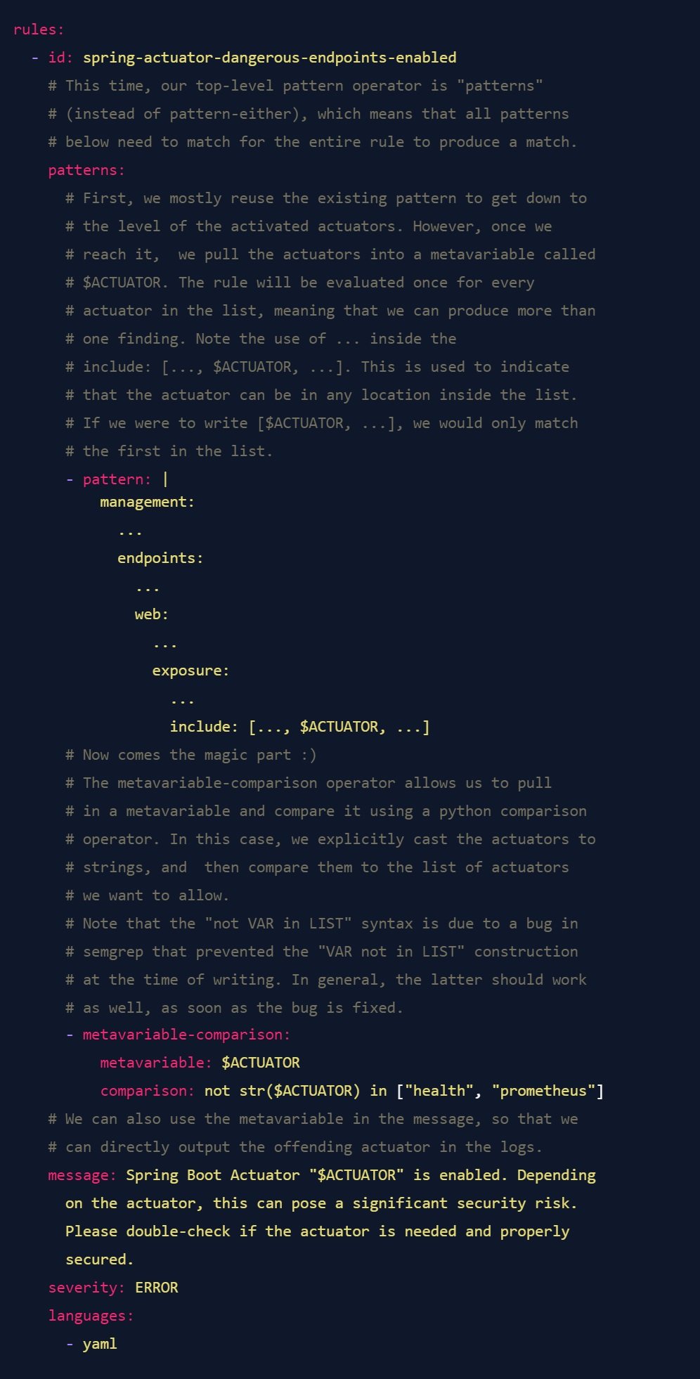 Finding Actuators using Static Code Analysis with semgrep: Spring Actuator Security Part 2